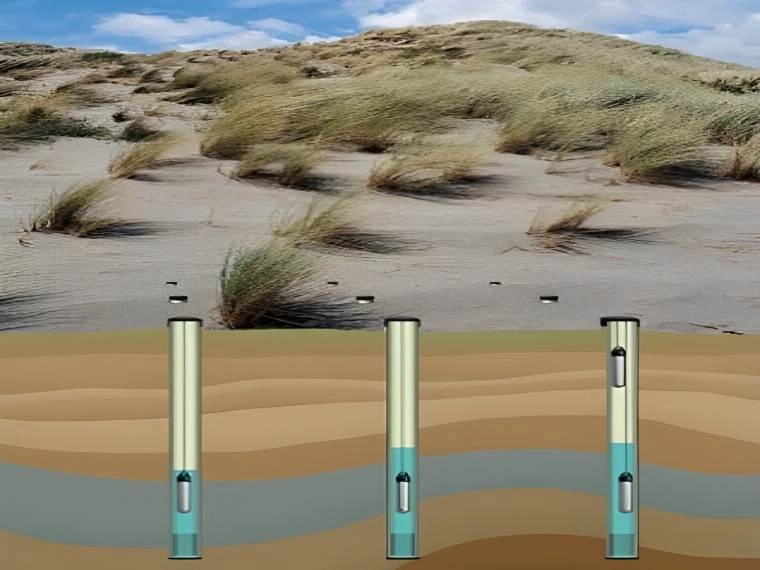 Piezometric well drilling for groundwater monitoring